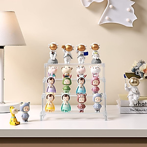 Lifewit 4 Tier Clear Display Risers Stand, 2 Pack Plastic Risers for Display, Plastic Organizers for Figures, Cupcake, Perfume, Dessert, Desktop Display Stand for Organize and Decoration