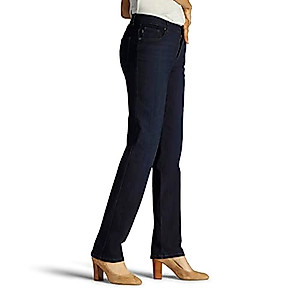 Lee Women's Relaxed Fit Straight Leg Jean, Niagara Blue, 12 Petite