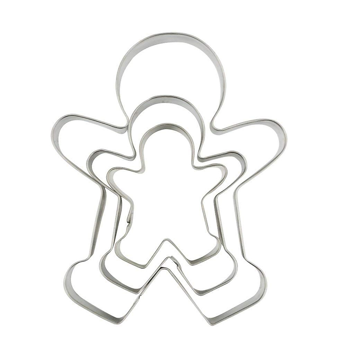 3 Piece Gingerbread Man Cookie Cutter Set, Christmas Shape Cookie Cutters Molds - 2.2 Inch, 3 Inch, 4.5 Inch