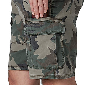Wrangler Authentics Men's Classic Cargo Stretch Short, Green Camo, 34