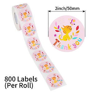 2" Thank You Stickers 800 Pcs,Pink Thank You Seal Stickers,Thank You Sticker Labels Roll,Waterproof Pink Stickers for Thank You Cards,Birthday,Gift Wraps,Small Business