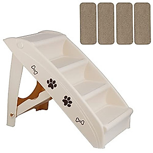 ZENY Foldable Pet Dog Stairs/Steps for Small Pet Dog/Cat, Safe and Durable Pet Ramp Stairs with Non-Slip Pads, for High Beds, Sofa, Car