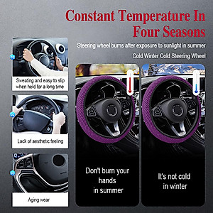 HAOBO Elastic Stretch Steering Wheel Cover, 15 Inch Automotive Steering Wheel Cover, Comfy Breathable Stretch Steering Wheel Protector, Ice-Silk Cloth Polyester Steering Wheel Cover for Men Women
