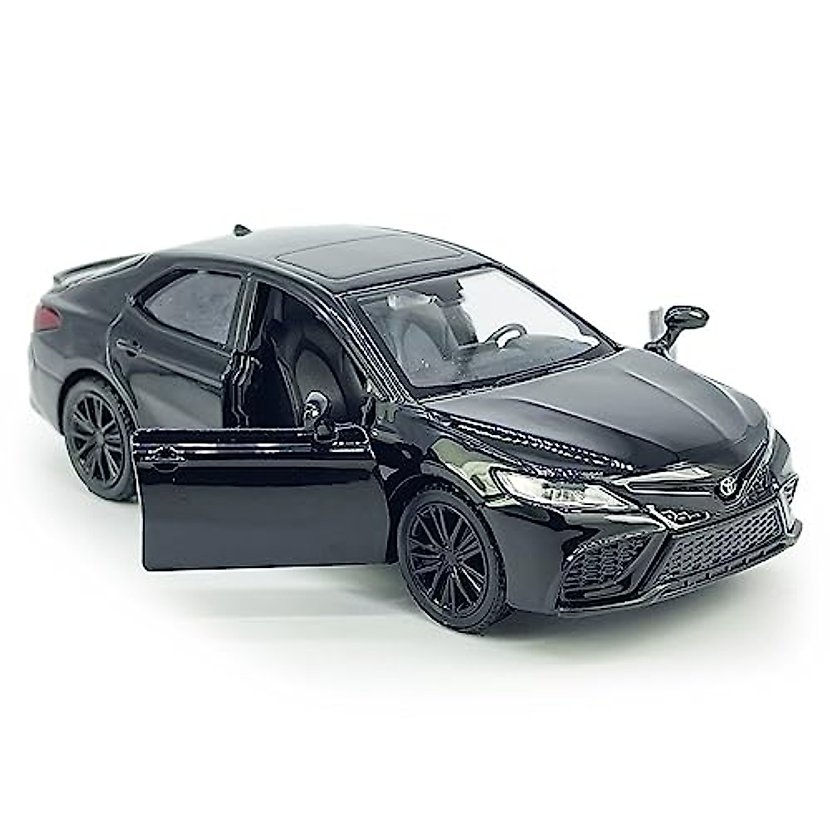 Camry XSE 2022 Model Car 1/36 Scale Diecast Toy Cars Metal Alloy Children’s Die-cast Vehicles, Pull Back Doors Open, Black Rim, Collection for Men, Kids Toys for Boys Gifts, Black