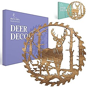 Wooden Deer Decor - 12in Hunting Decor for Men, Deer Wall Decor, Deer Wall Art, Wildlife Decor, Cabin Wall Decor, Hunting Wall Decor, Wildlife Wall Decor, Deer Art Wall Decor, Hunting Art Wall Decor