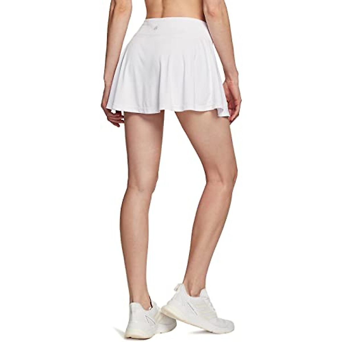 TSLA Women's Athletic Skorts Lightweight Active Tennis Skirts, Workout Running Golf Skirt with Pockets Built-in Shorts, Flared Skorts White, Small