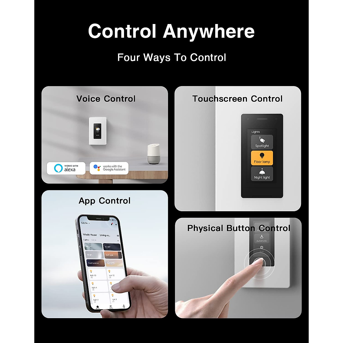 Smart Dimmer Switch with Touchscreen, ORVIBO Matter-Certified Single Pole Wi-Fi Dimmable Light Switches, Works with Alexa & Google Home, Neutral Wire Required (Dimmer)