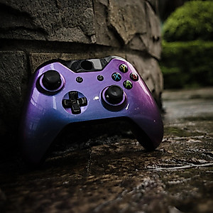 eXtremeRate Custom Design Unique Chameleon Purple Blue Glossy Top Shell Case Front Housing Replacement Faceplate Kits Xbox One Remote Controller Cover - Controller NOT Included