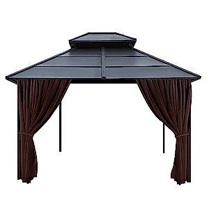 AONEAR Gazebo Privacy Curtain with Zipper Side Wall Universal Replacement for 10' x 12' Gazebo, Patio, Outdoor Canopy, Garden and Backyard, Coffee Brown (1-Panel Curtain Only)