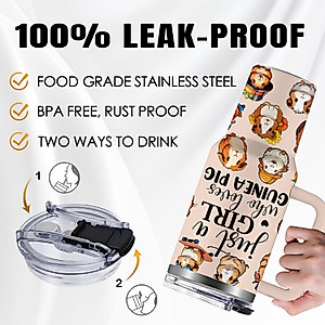 Guinea Pig Gifts for Girls/Women, 40oz Guinea Pig Tumbler with Lid and Straw, Birthday Gifts for Guinea Pig Lovers, Guinea Pig Themed Gifts for Guinea Pig Stuff, Just a Girl Who Loves Guinea Pig Cup