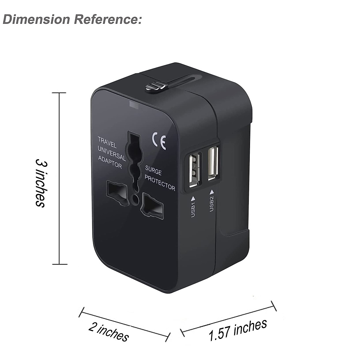 Vishui Premium Travel Adapter, Portable Universal All in One Worldwide Power Adapter, European Travel Plug Adapter, Power Converter Adapter, for AC Power Plug, Car Power, with Dual USB Charging Ports