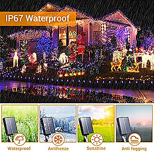 ICRGB Solar Rope Lights Outdoor, 66FT 200 LED Christmas Lights Outdoor Waterproof 8 Modes Garden Backyard Solar Lights Decorative for Patio Porch Tree Christmas Wedding Halloween Pool…