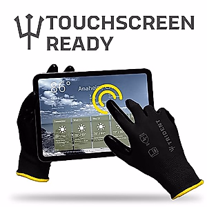Trident Gloves: Work Gloves with Grip - All-Purpose Cut Resistant Gloves & Working Gloves for Men and Women - Breathable, Touchscreen Compatible & Durable Nitrile Coated Work Gloves - 6 Pairs, XL