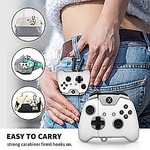 WQNIDE Case for White Game Controller Airpod 2/1, Soft Silicone 3D Cute Cartoon Anime Game Controller Skin Protective Case Design,6in1 Accessories Set with Keychain for Women Girls Boys