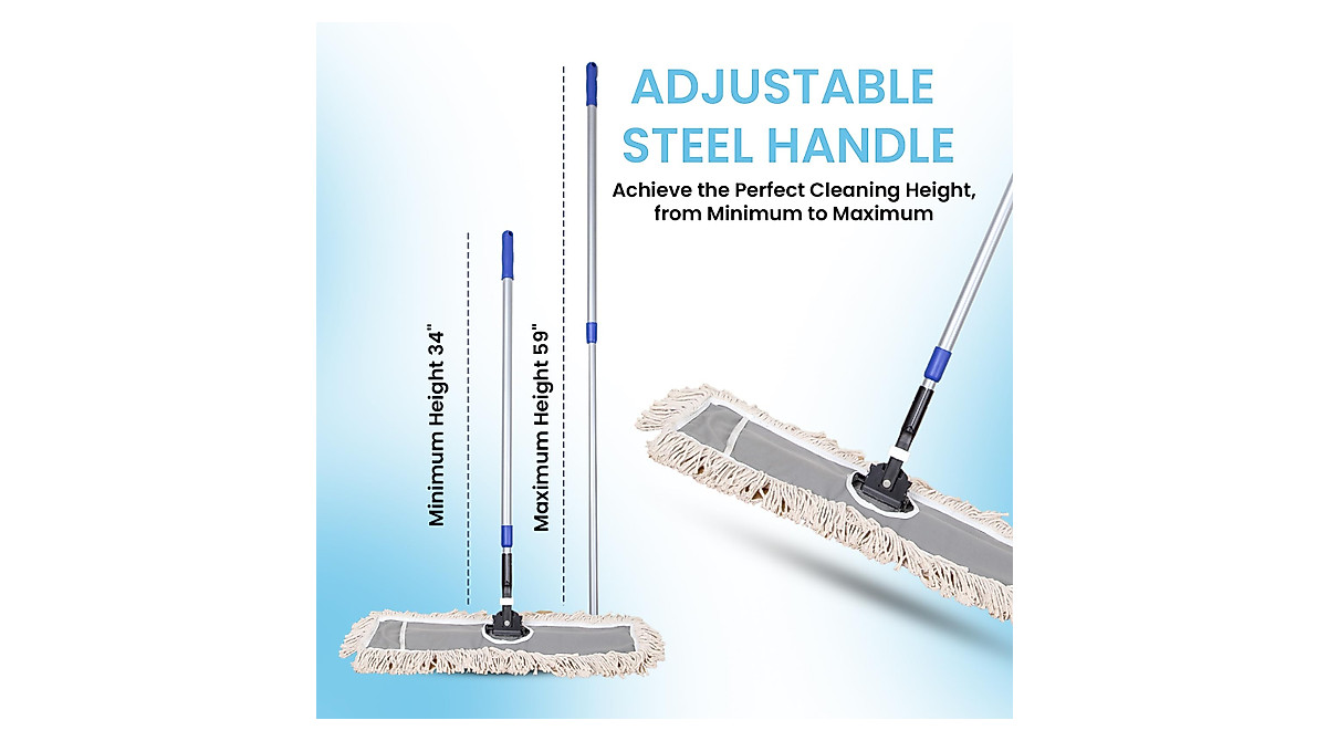 JINCLEAN 24" Industrial Cotton Floor Mop - Easy Cleaning