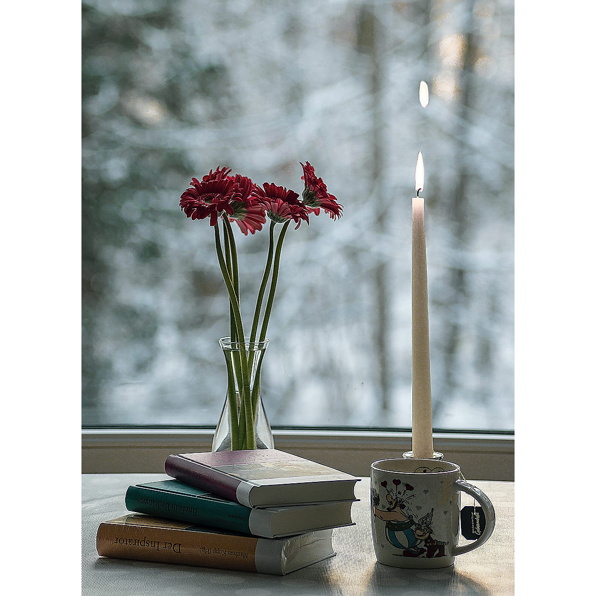 Hyoola 16" Beeswax Taper Candles - 16 Hour Burn Time - White Beeswax Candles - 2 Pack