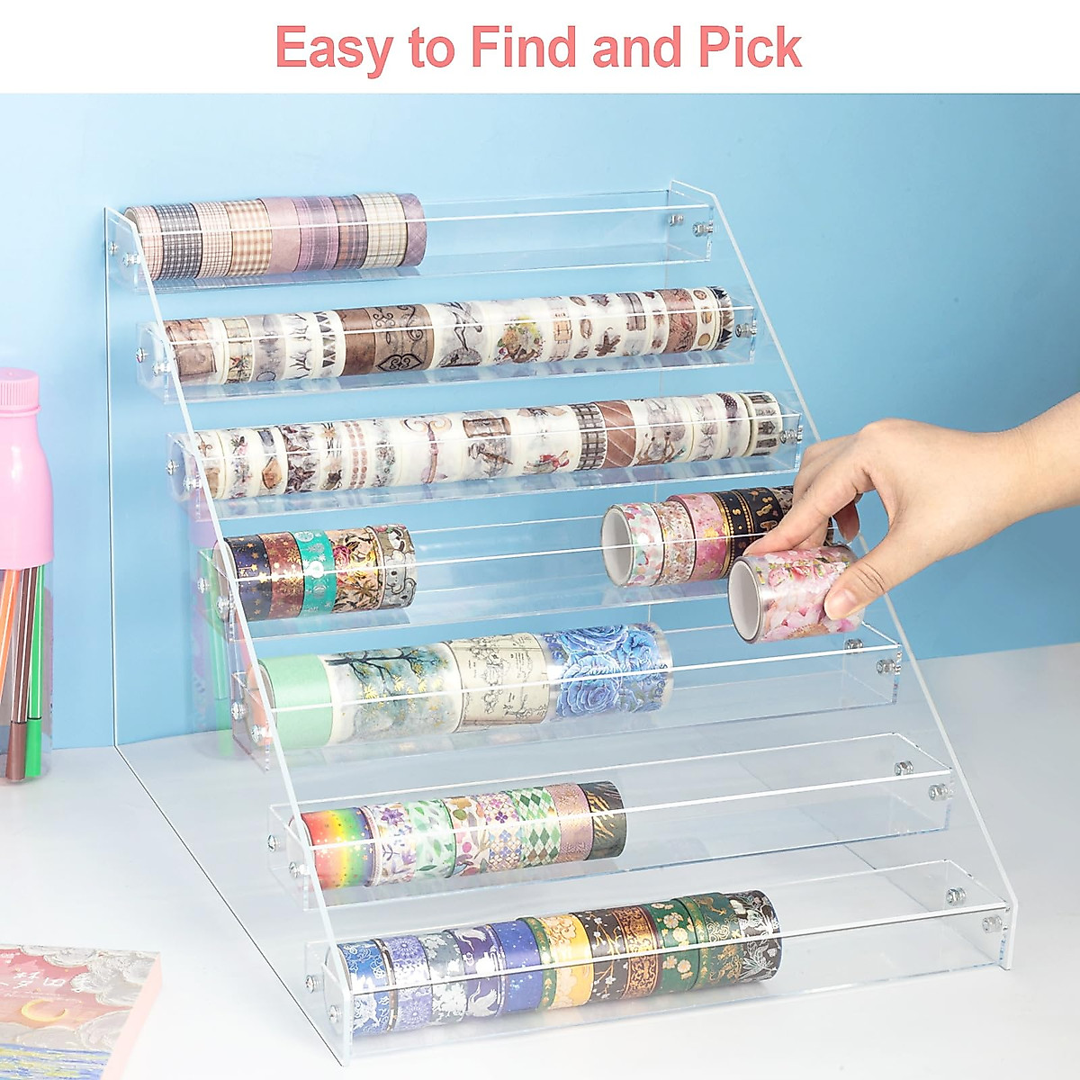 Vowcarol 7 Layers Washi Tape Organizer, Washi Tape Storage Racks