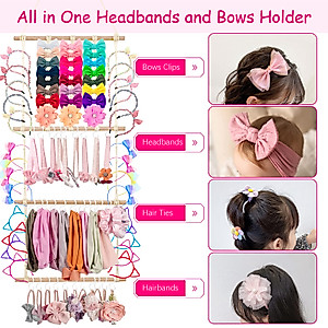yunhuatdm Headband Bow Holder Hanging Hair Bows Headbands Organizer with 30PCS Plastic Hooks, Newborn Toddler Hair Accessories Organizer Storage for Wall, Room, Door, Closet