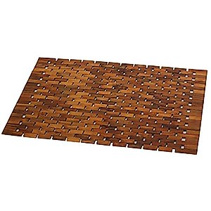 Bare Decor Kuki Spa Mosaic Shower Mat in Solid Teak Wood, 30" x 20", Brown