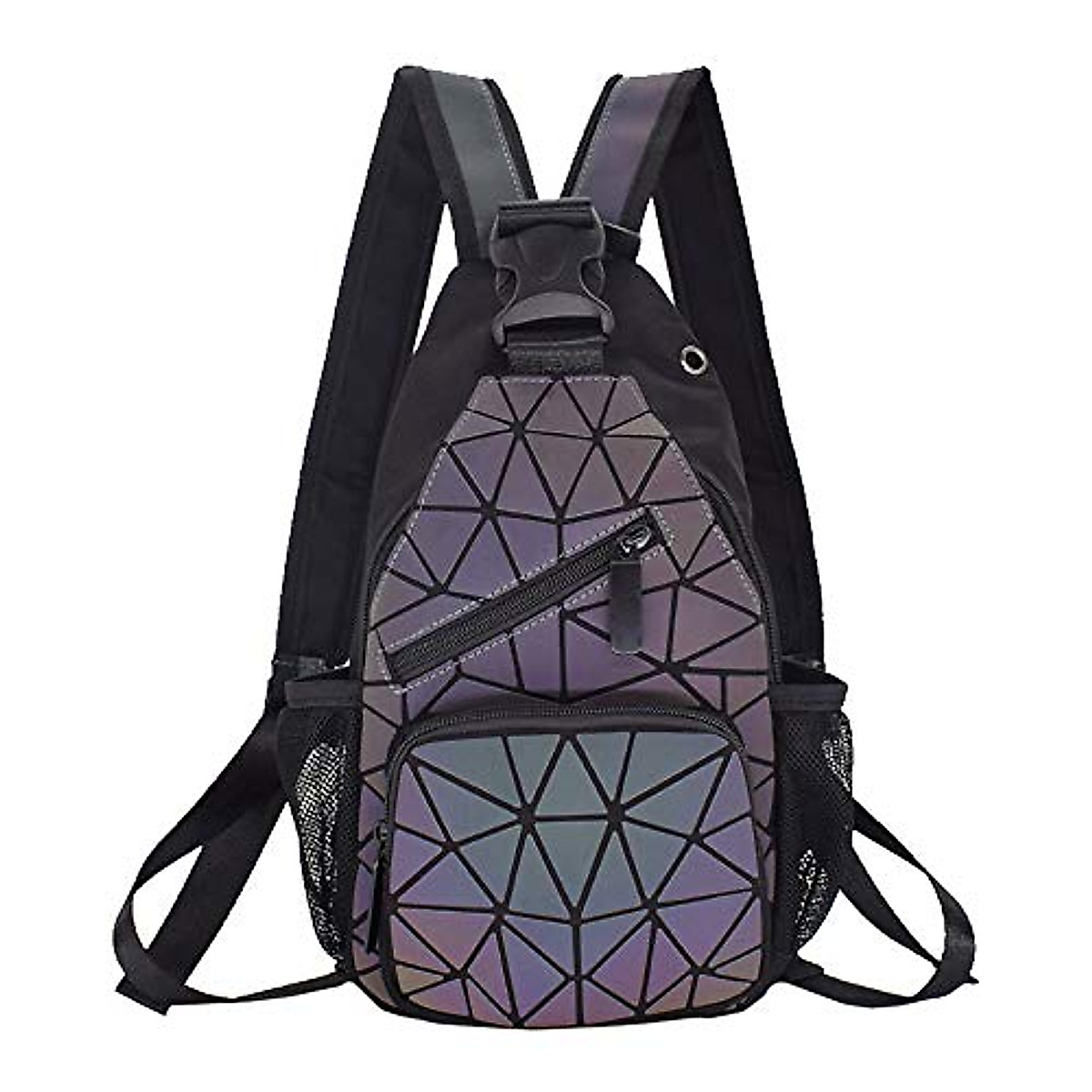Geometric Luminous Purses and Handbags For Women Holographic Reflective Crossbody Bags Wallet Purse (Luminous Backpack B)