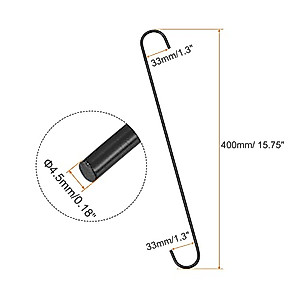 uxcell S Hanging Hooks, 16inch/400mm Extra Long Steel Hanger, Indoor Outdoor Uses for Garden, Bathroom, Closet, Workshop, Kitchen, Black, 6Pcs