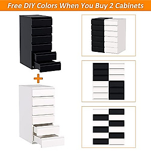 METAN Metal 6 Drawer Vertical File Storage Cabinet, Small Under Desk Storage Cabinet, Metal Chest for Office, Bedroom, Living Room, Assembly Required, White