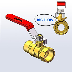 HQMPC Garden Hose Shut Off Valve Ball Valve 3/4" GHT Water Hose Shut Turn Off Valve Heavy Duty Hose On Off Valve Brass Shut Off Valve Hose Ball Valve 1Pc Long Handle