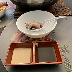 JapanBargain 2395, Japanese Style Soy Sauce Dishes Dipping Bowls, Red and Black Color, Two Compartments, 2 Pack