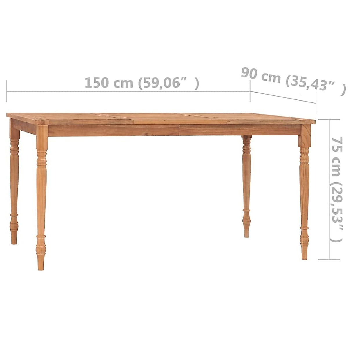WHOPBXGAD Batavia Table,Restaurant counters, Wooden Dining Tables for Small Spaces, Flats, Bars, Restaurants,59.1"x35.4"x29.5" Solid Teak Wood