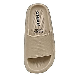 CUSHIONAIRE Women's Feather cloud recovery slide sandals with +Comfort, Khaki 6