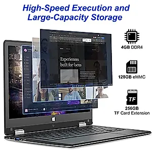 MELIUNA 2 in 1 Laptop Computer, 11.6" Touchscreen FHD Display, Intel Celeron N4000, 4GB DDR4, 128GB eMMC, Intel UHD Graphics 600, Window 11 Laptop, Quad-Core, USB3.0, Supports 1TB SSD Espandsion