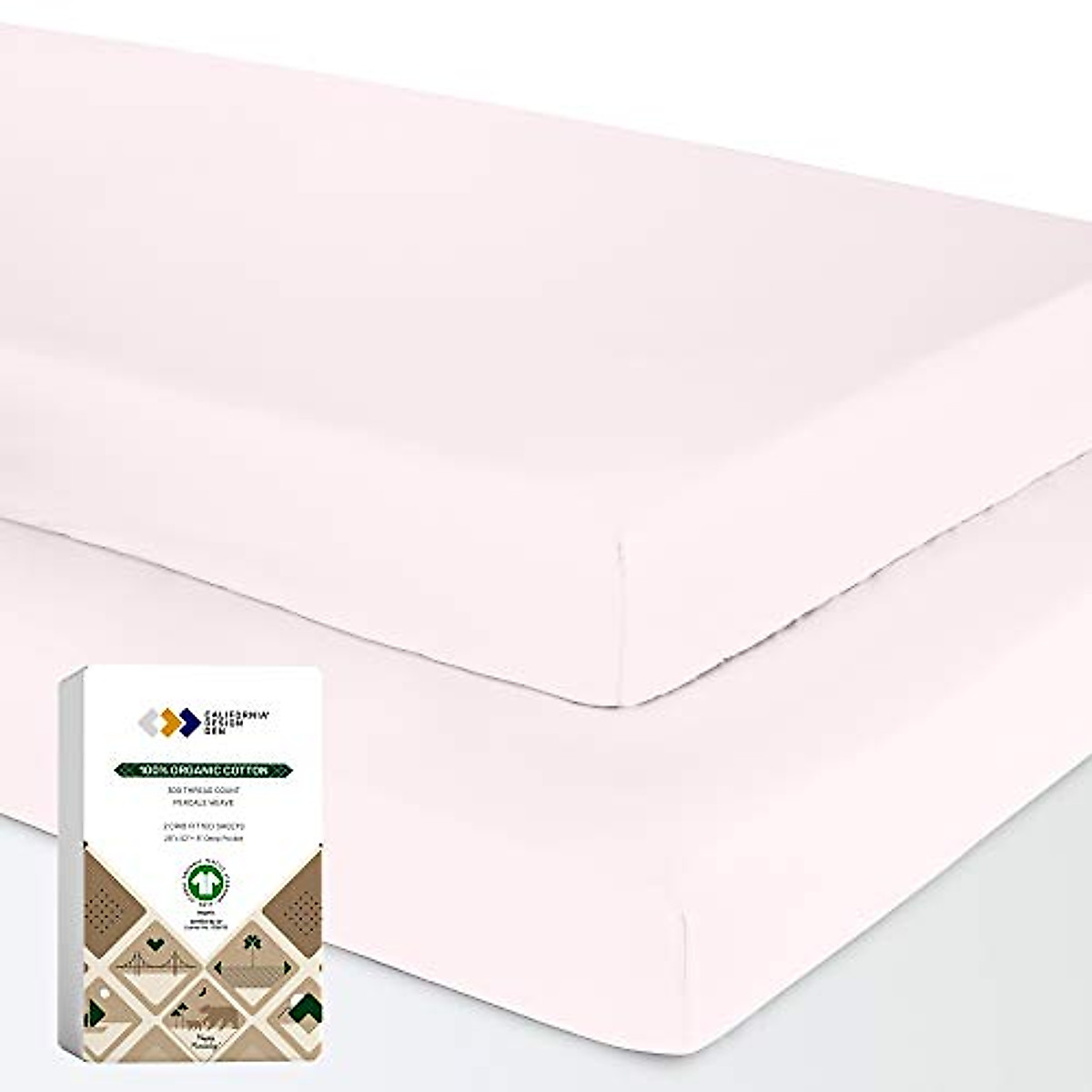 100% Organic Cotton Crib Sheets for Boys or Girls, Set Of 2 Fitted Sheets, Cooling & Softest Baby Crib Sheets for Girl, Crib Mattress Sheet or Toddler Bed Sheets, Percale (Blush Pink)