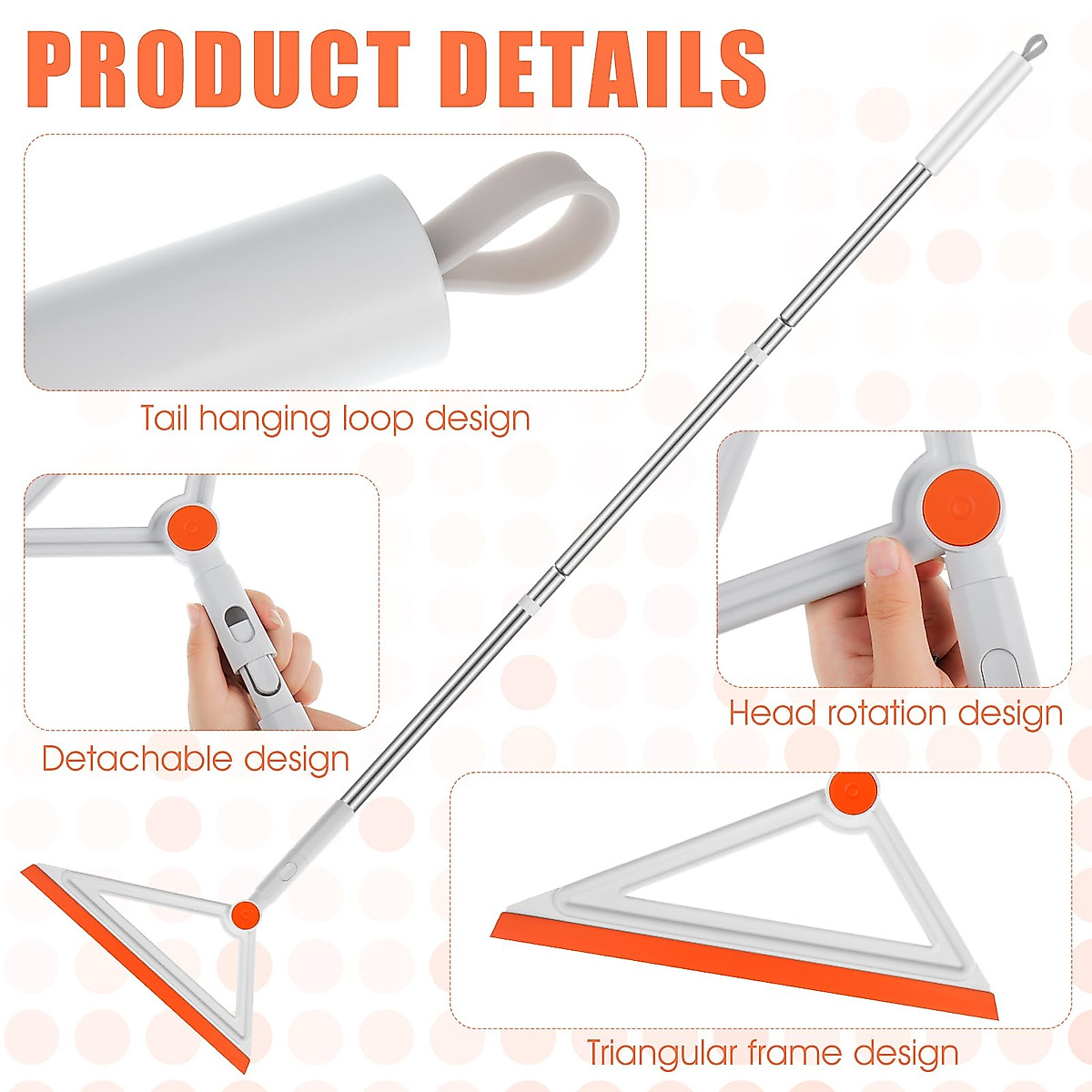 Magic Silicone Broom, Squeegee Broom for Floor, Rubber Broom with 51" Long Handle,Silicone Broom for Cleaning Floor Bathroom Kitchen Tile Marble Glass Windows,Water, Pet Hair（White）