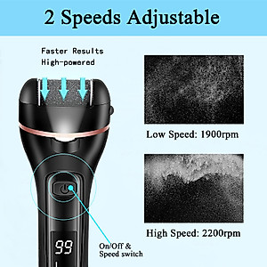 Callus Remover for Feet, 13-in-1 Professional Pedicure Tools Foot Care Kit, Foot Scrubber Electric Feet File Pedi for Hard Cracked Dry Dead Skin, 3 Rollers, 2 Speed, Battery Display (Black)