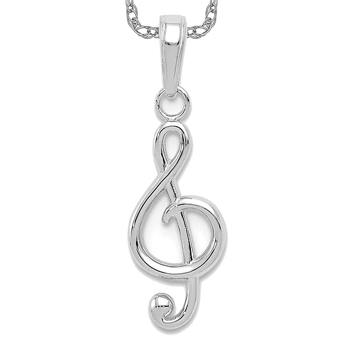 IceCarats 14K White Gold Treble Clef Music Note Necklace Charm Pendant 25mm x 8.13mm Only