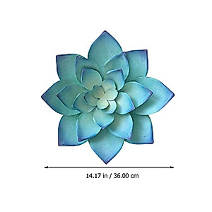 DOITOOL Metal Flower Wall Art Iron Succulent Sculpture Floral Hanging Art Decoration for Indoor Outdoor Home Garden Patio Bedroom Living Room Blue