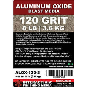 #120 Aluminum Oxide - 8 LBS - Fine Sand Blasting Abrasive Media for Blasting Cabinet and Blasting Guns.