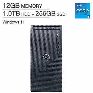 Dell Inspiron I3910 Desktop, 12th Gen Intel i5-12400 Processor, 12GB DDR4, 1TB HDD+256GB SSD, DVD Drive, Intel UHD Graphics, 802.11 ac, Bluetooth, HDMI, Windows 11 Home – Blue (Renewed)
