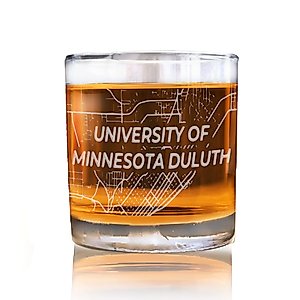 American Sign Letters Minnesota State College Glass - University Of Minnesota Duluth Whiskey Glass, Minnesota College Map Glasses