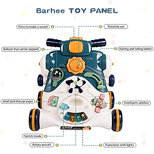 Baby Walker for Boys Girls, 3 in 1 Sit-to-Stand Learning Walker, Kids Multiple Activity Center /Lights, Music, Detachable Panel, Baby Push Walkers Gift for Babies Over 8 Months/Blue