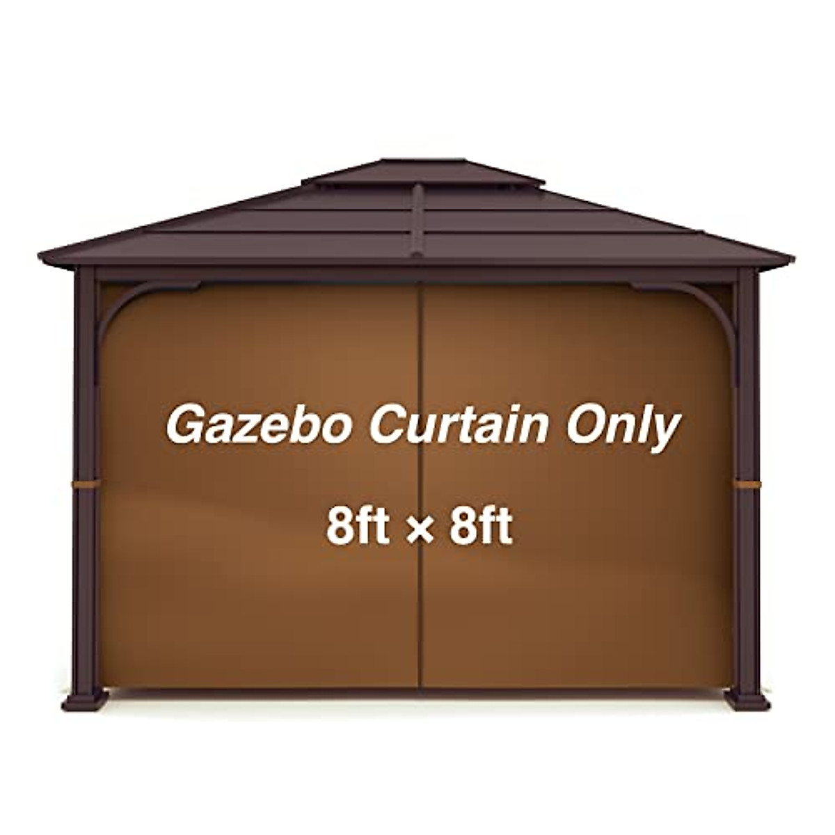 Gazebo Universal Replacement Privacy Curtains - Gafrem 8' x 8' Canopy Side Wall Privacy Panel with Zipper, 1 Panel Sidewall ONLY (Brown)