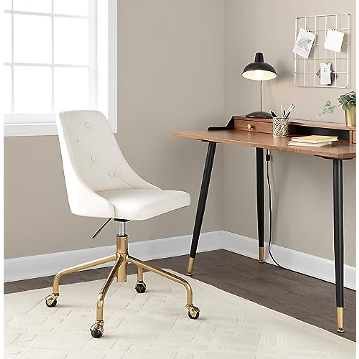 LumiSource Marche Office Chair, Home Office Chair with Wheels, Leather Desk Chair, Computer Chair, Home Office Desk Chair Comfy, Contemporary Desk Chair
