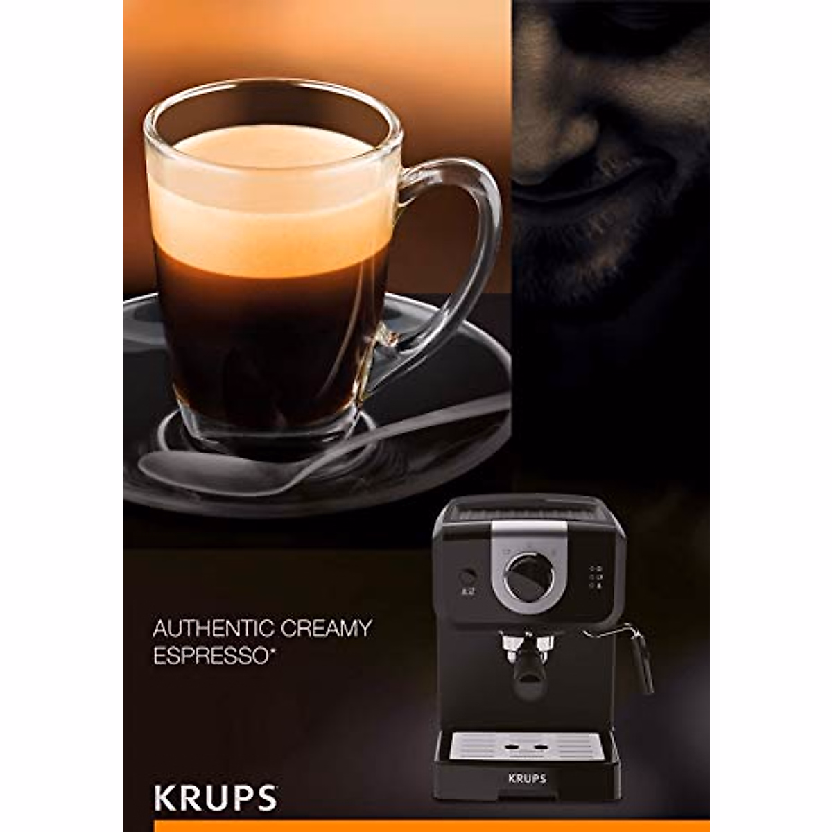 KRUPS XP3208 15-BAR Pump Espresso and Cappuccino Coffee Maker, 1.5-Liter, Black