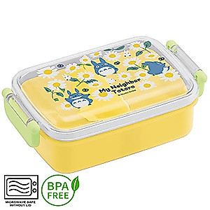 My Neighbor Totoro Bento Lunch Box (15oz) - Cute Lunch Carrier with Secure 2-Point Locking Lid - Authentic Japanese Design - Durable, Microwave and Dishwasher Safe - Daisies