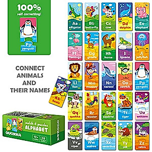 5X MEGASET Toddler Puzzles Ages 2-4 - Matching Games for Kids Ages 3-5 by QUOKKA - Numbers Animals Opposites ABC Learning for Toddlers 1-3 Year Old - Educational Toy Activities for Boy and Girl
