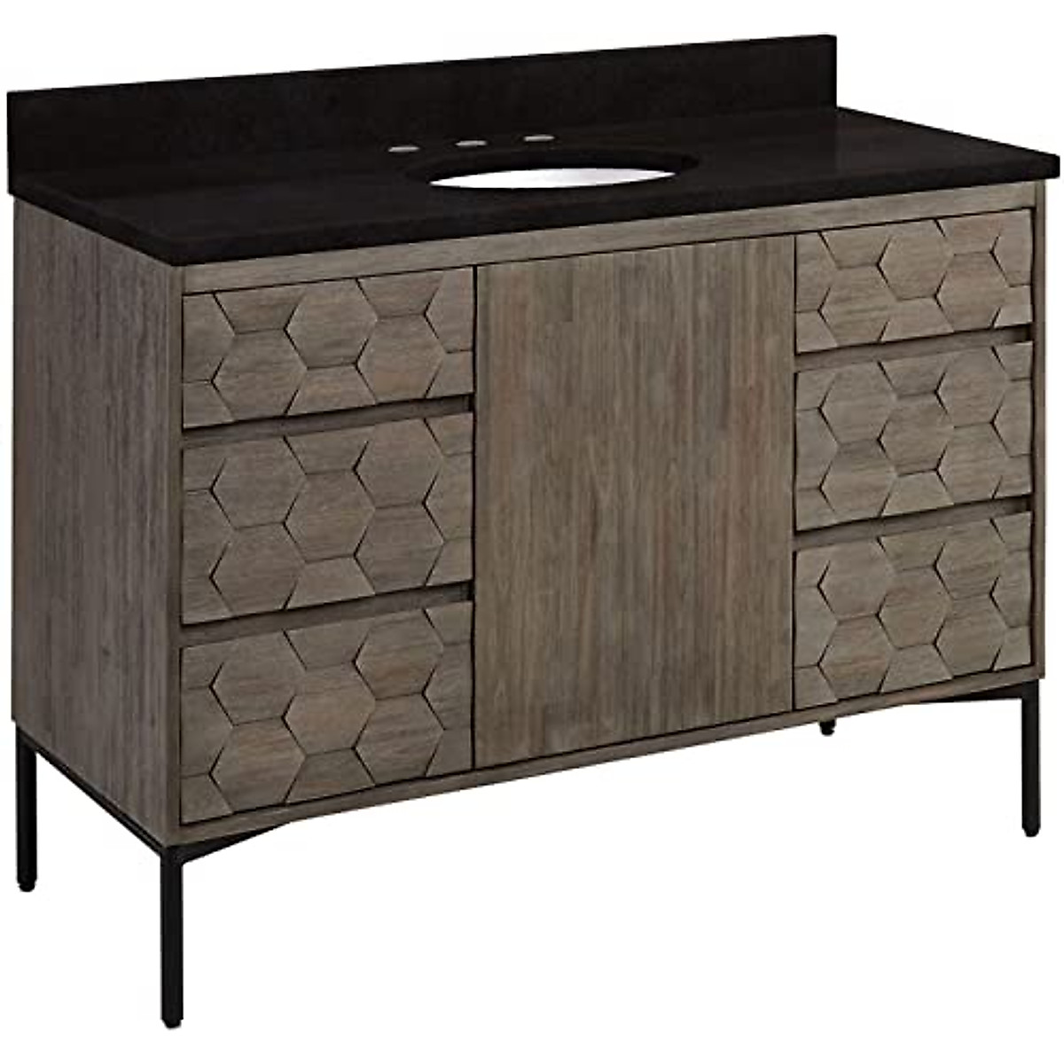 Signature Hardware 953141-48-UM-8 Devora 48" Free Standing Single Vanity Set with Wood Cabinet, Vanity Top, and Oval Undermount Vitreous China Sink - 8" Faucet Holes