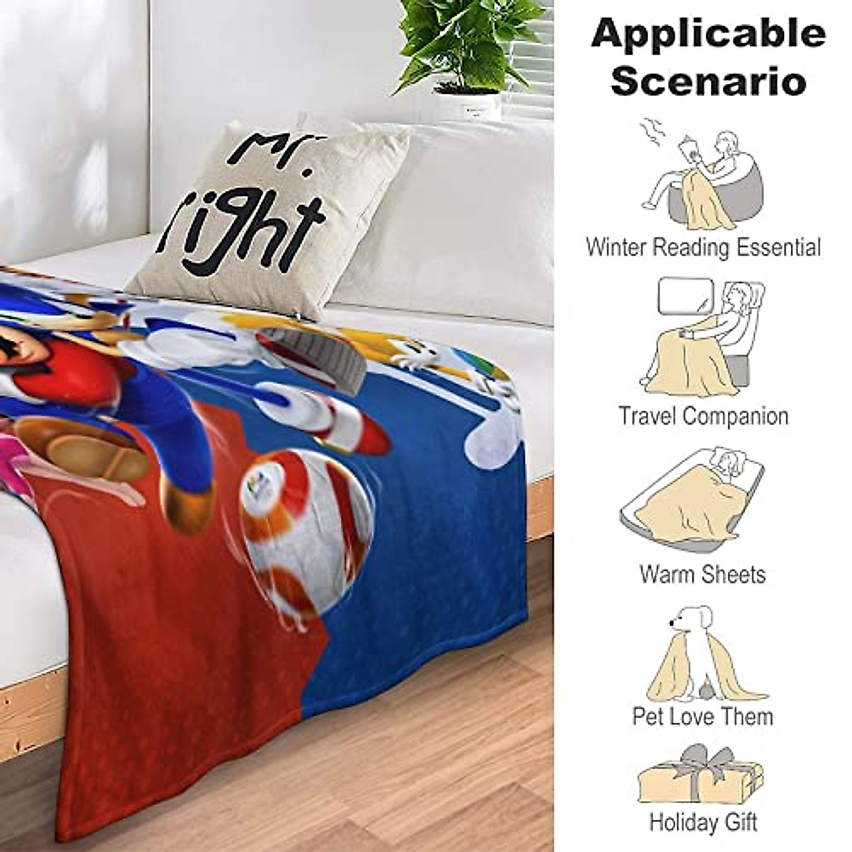 Cartoon Hedgehog Blanket Anti-Pilling Soft Blankets Flannel Air Conditioning Throw Blankets 50"*60"