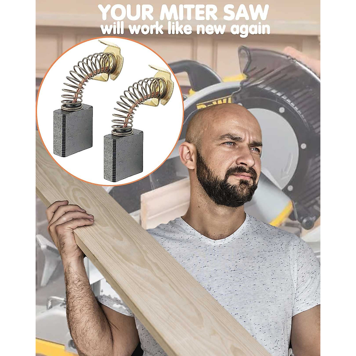 614367-00 Replacement Carbones para Accessories, 4-Pack Carbon Motor Brush Compatible with D24000 / DW713 / DW715 / DW716, Also Replaces 5140024-30/0502025007 / 999044