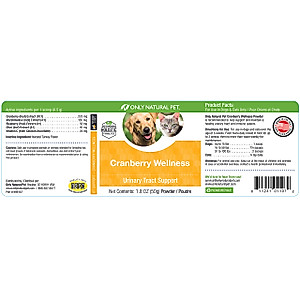 Only Natural Pet Cranberry Wellness Antioxidant Powder for Dogs and Cats - Nutritional Berry Powder Supplement for Urinary Tract Health with Vitamin C - 110 Servings