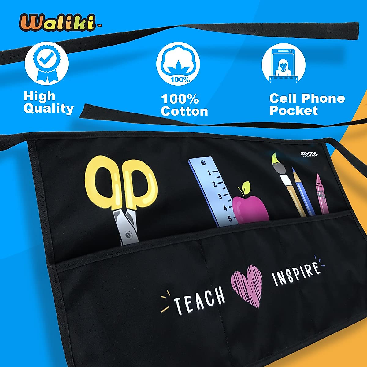 Teachers Greeting Apron with 3 Pockets | Social Distance Friendly | Gift for Teachers